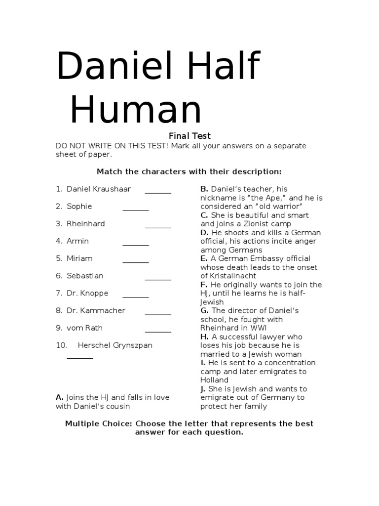 Daniel Half Human Final Test | PDF | The Holocaust | Antisemitism