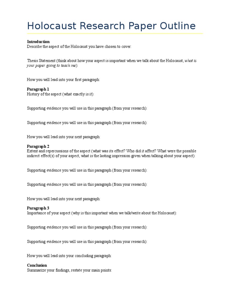 Holocaust Research Paper Outline | PDF