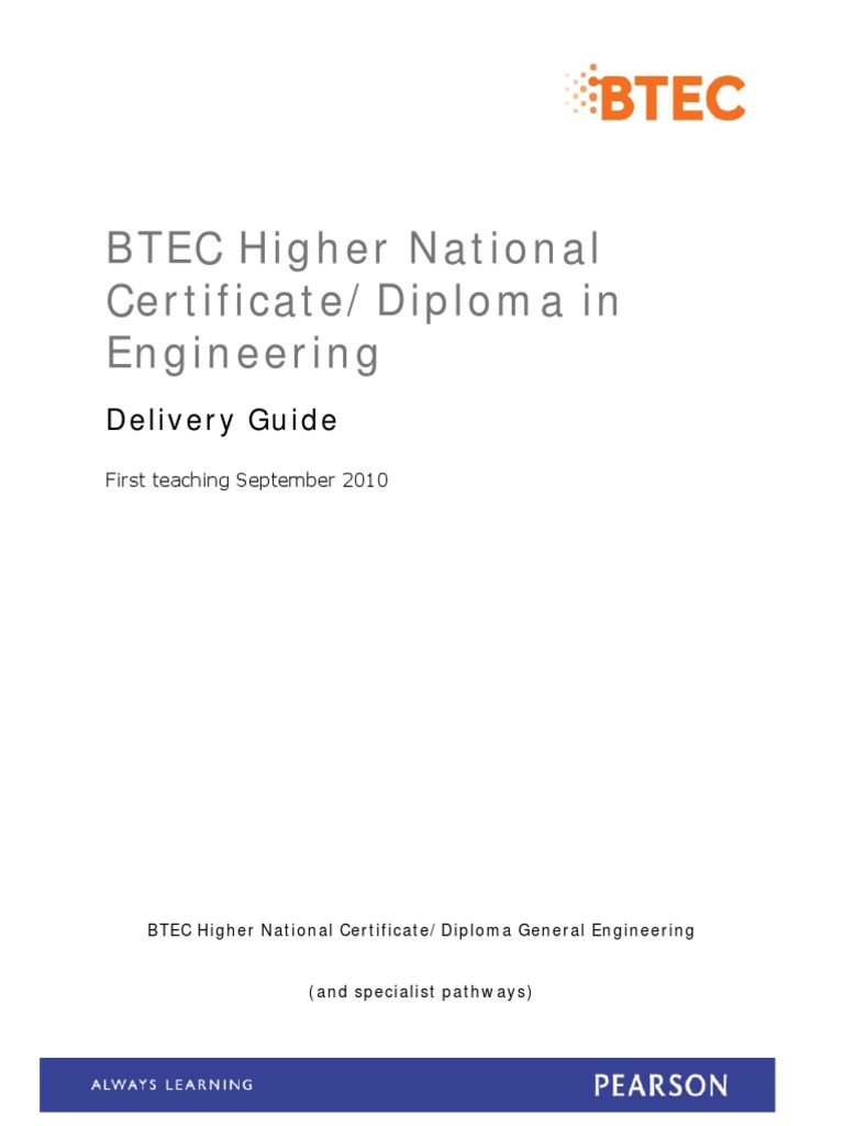 BTEC Higher National in Engineering Delivery Guide | PDF | Career & Growth