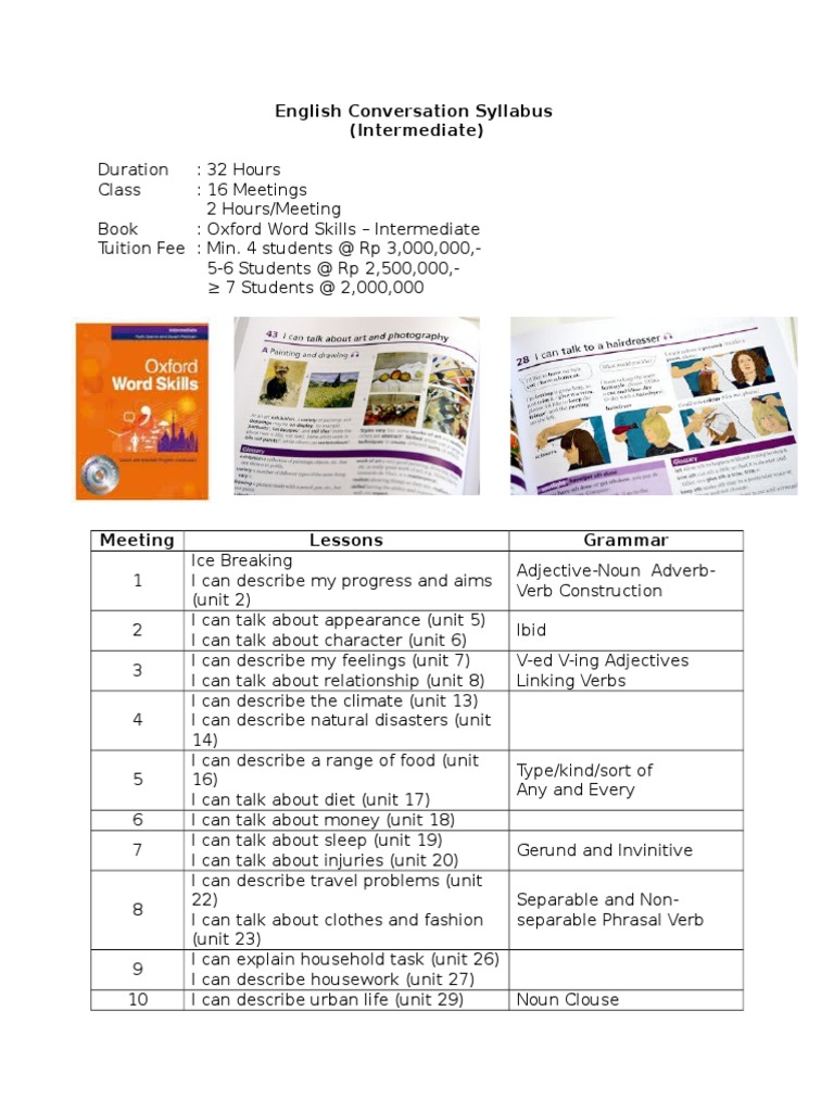 English Conversation Syllabus | PDF | English Language | Syntax