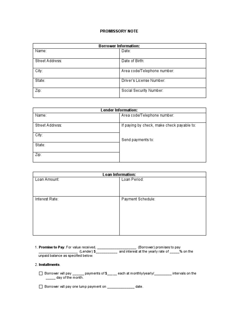 Blank Promissory Note | PDF | Promissory Note | Loans