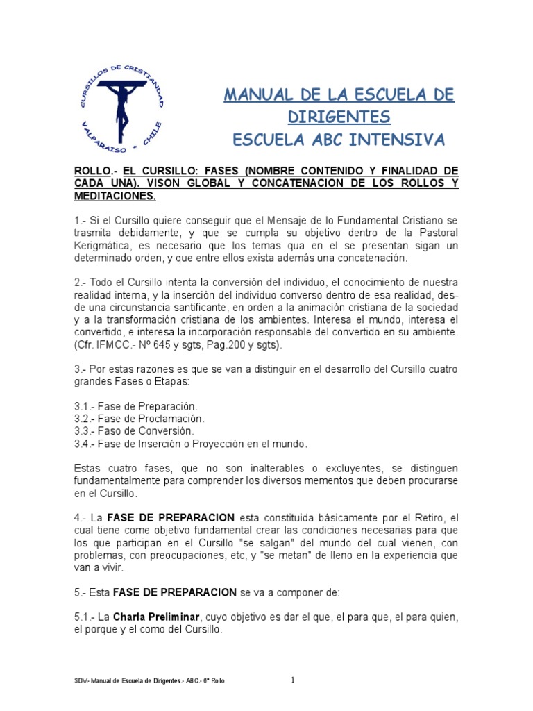 Guía completa de las fases y rollos del Cursillo de Cristiandad | PDF ...