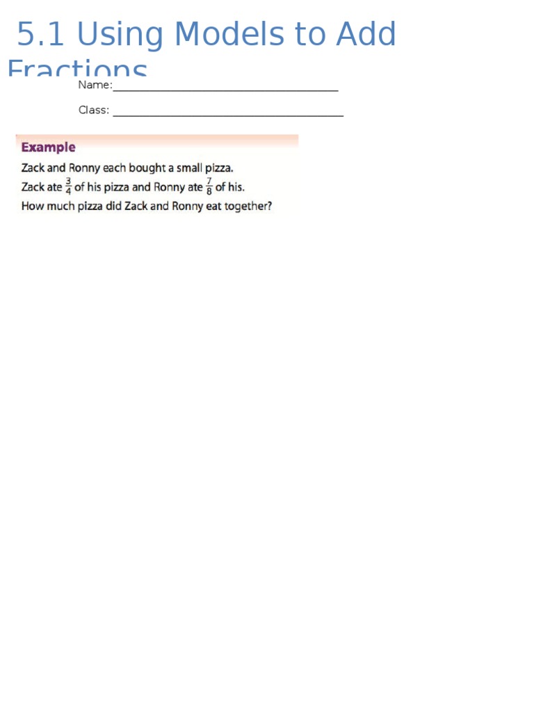 5 1 - Models To Add Fractions | PDF