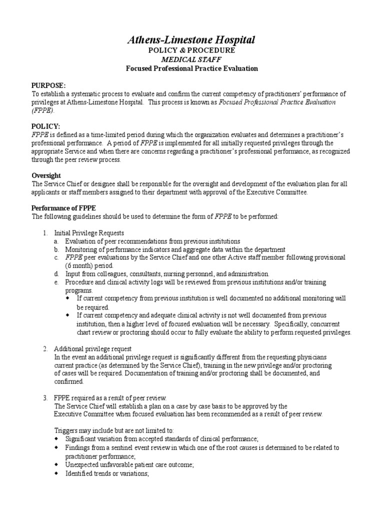 FPPE_P&P | Physician | Evaluation