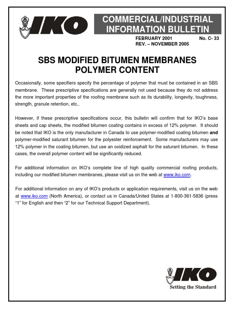 SBS Modified Bitumen Membranes | PDF