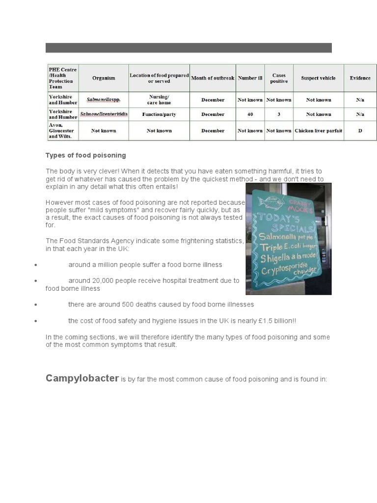 Types of Food Poisoning | PDF | Foodborne Illness | Food Safety
