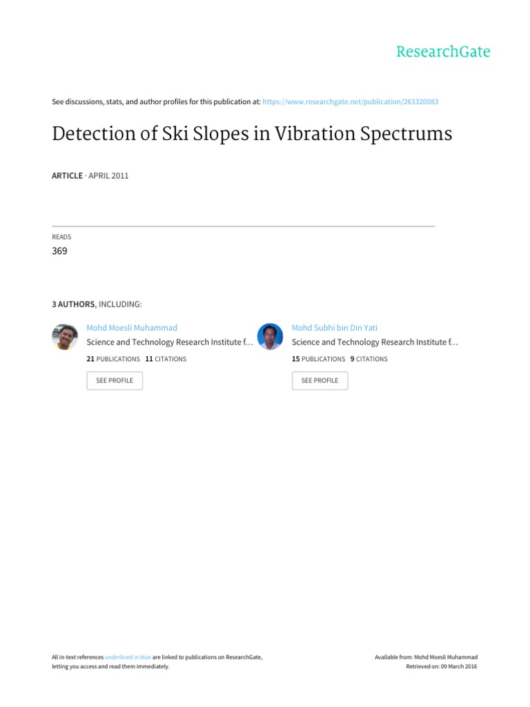 Detection of Ski Slopes in Vibration Spectrums | PDF | Spectral Density ...