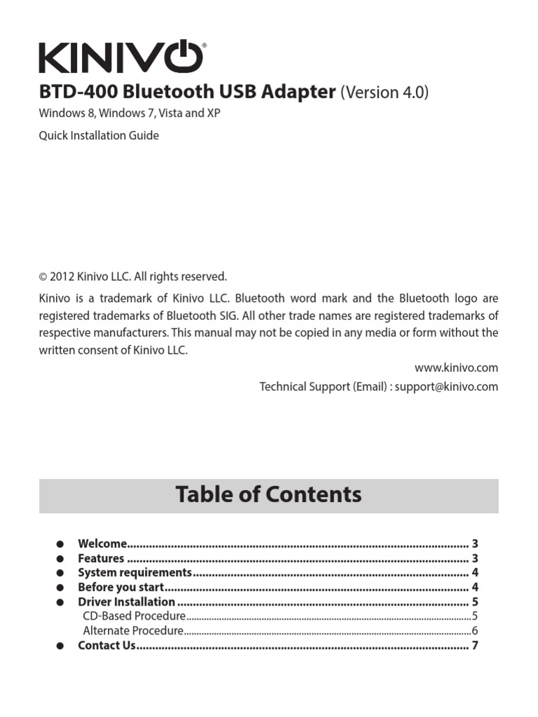 BTD-400 - Quick Installation Guide | PDF | Bluetooth | Installation ...