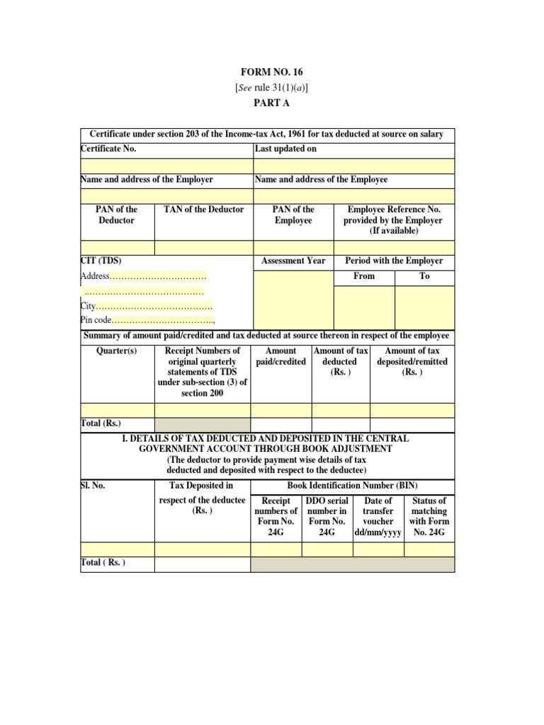(See Rule 31 (1) (A) ) : Form No. 16 | PDF | Taxes | Salary
