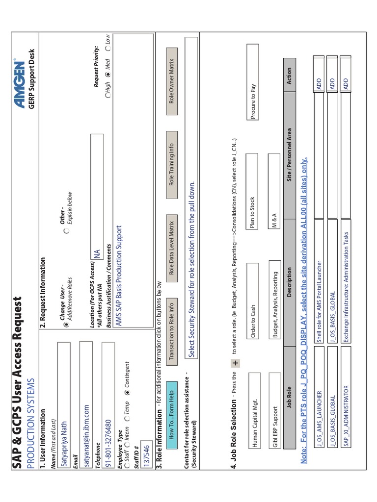 SAP & GCPS User Access Request Form | PDF | Inventory | Software
