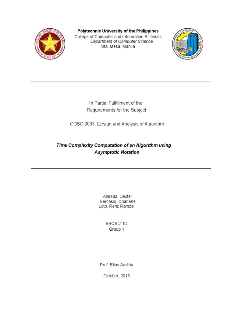 Time Complexity Computation Of An Algorithm Using Asymptotic Notation Pdf