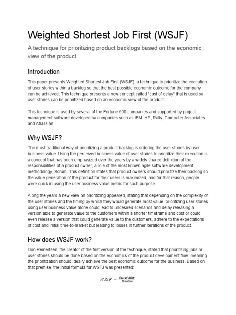 Weighted Shortest Job First | PDF | Scrum (Software Development ...