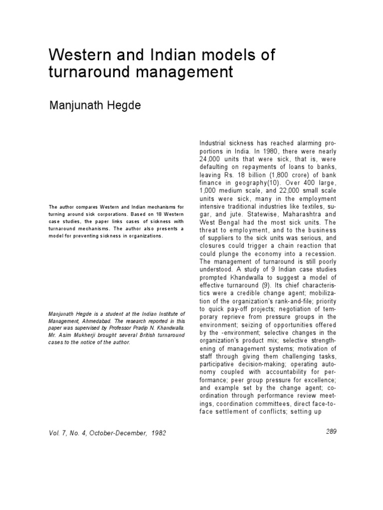 Turnaround Management | PDF | Decentralization | Mergers And Acquisitions