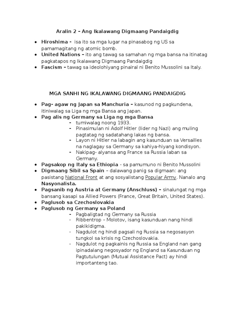 G9 Aral Pan Aralin 2 Summative Reviewer 4th Quarter 
