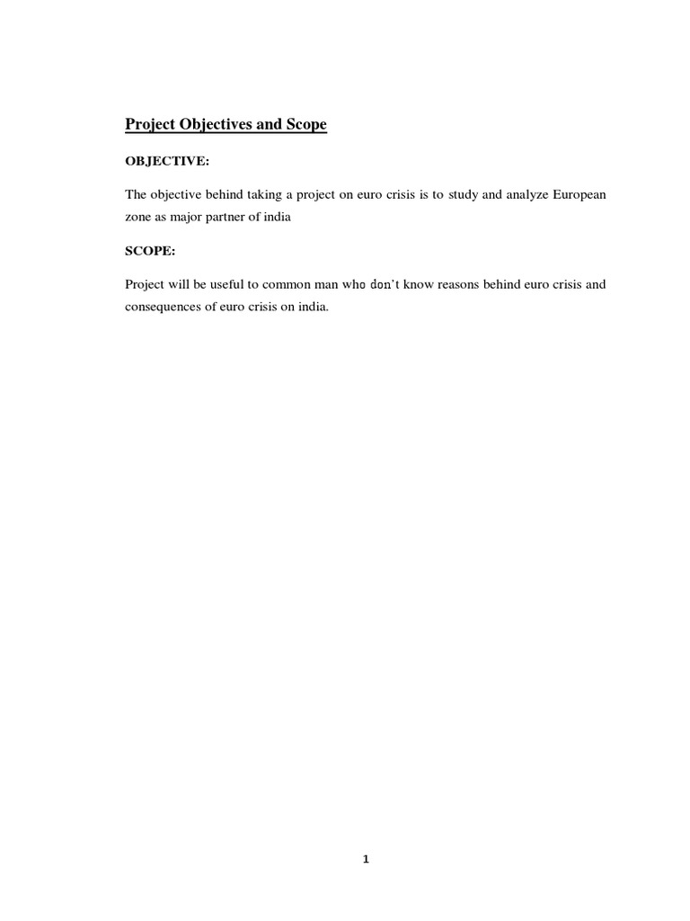 Project Objectives and Scope: Objective | PDF | European Financial ...