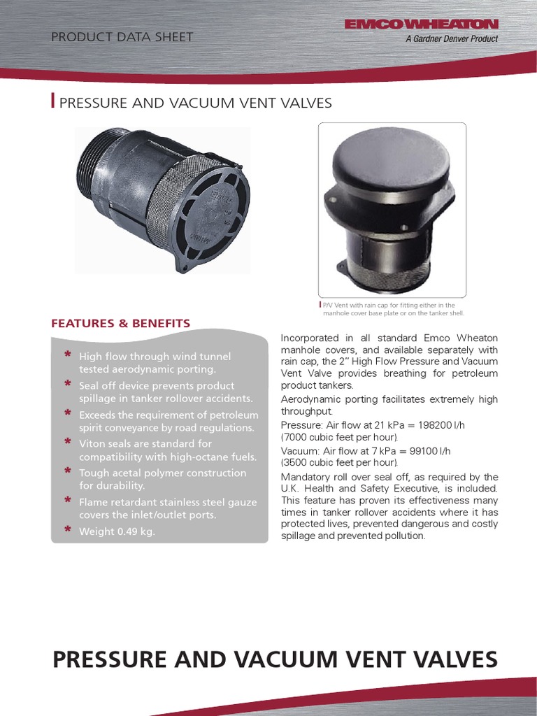 High Flow Pressure and Vacuum Vent Valve | PDF