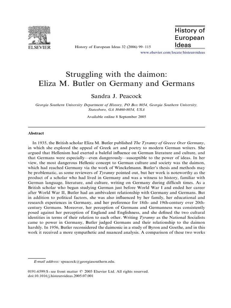 Struggling With The Daimon - Eliza M. Butler On Germany and Germans ...