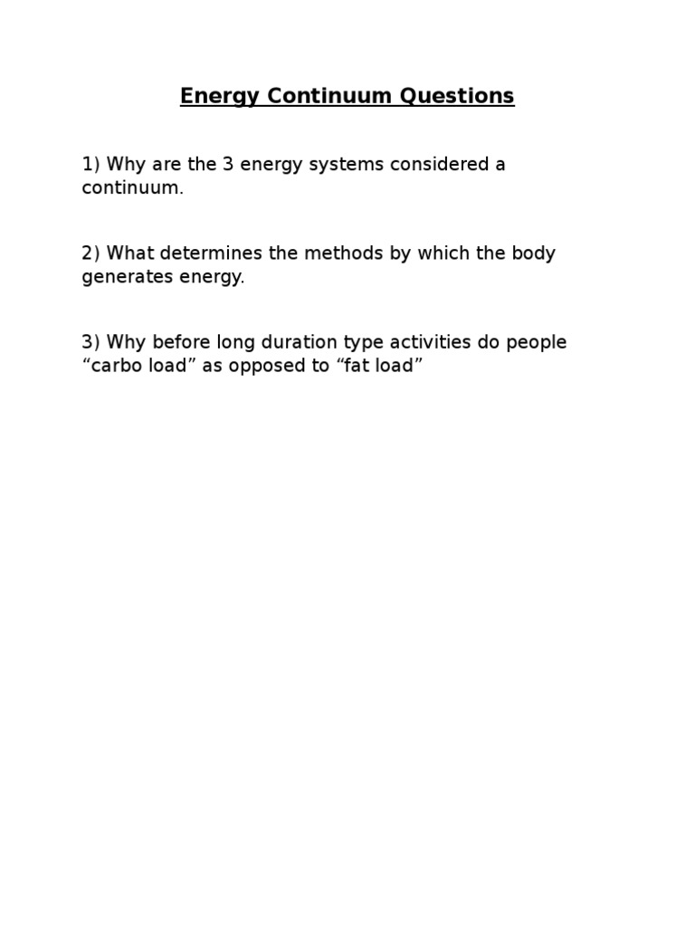Energy Continuum Questions | PDF