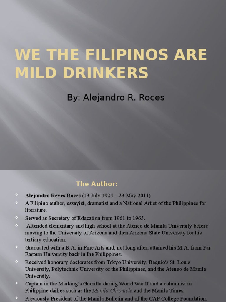 We the Filipinos Are Mild Drinkers | Beverages