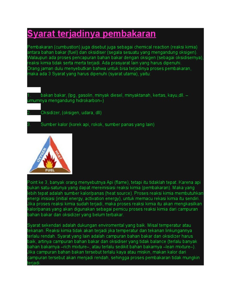 Syarat Terjadinya Pembakaran | PDF