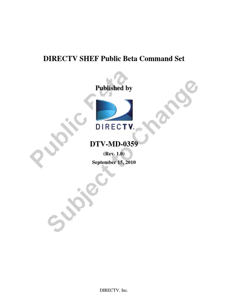Dtv-md-0359-Directv Shef Public Beta Command Set-V1.0 | PDF | Hypertext ...