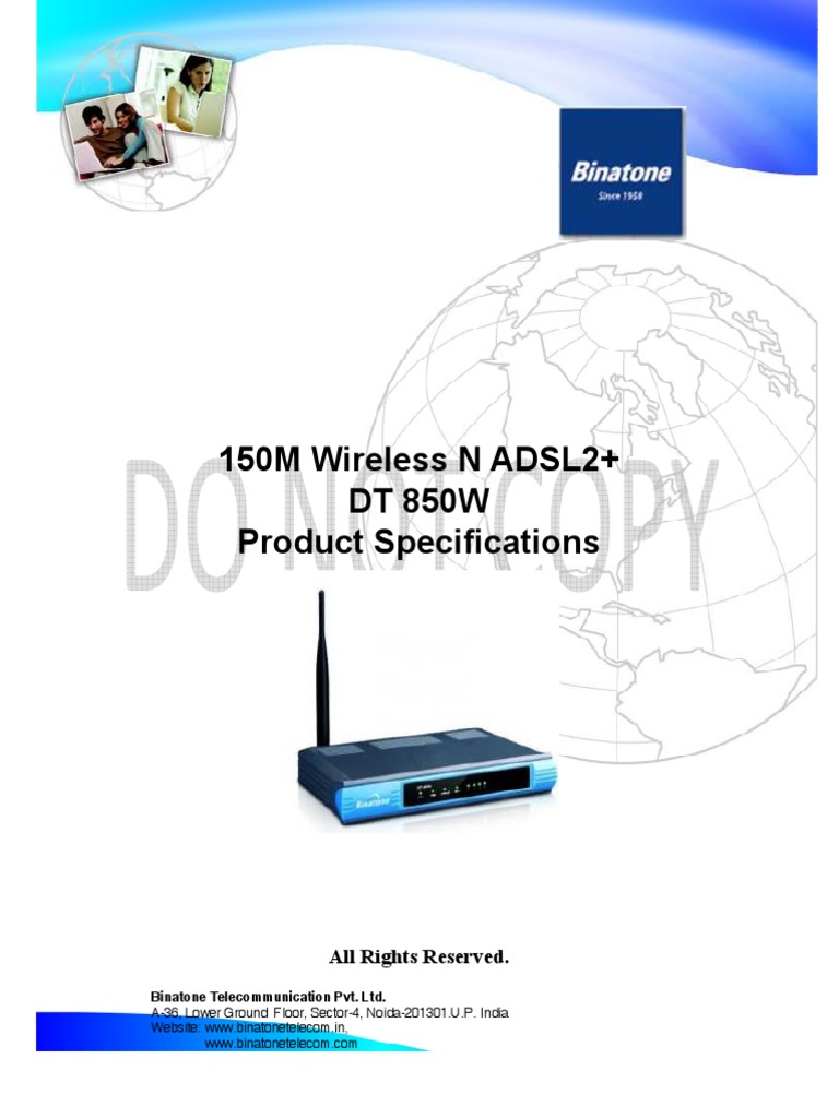 Data Sheet 150M Wireless N ADSL2+ Router (DT 850W) | PDF | Wi Fi ...