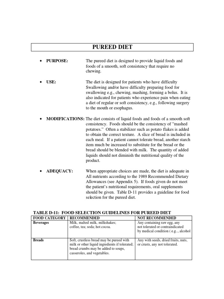 Pureed Diet PDF | Download Free PDF | Soup | Fruit