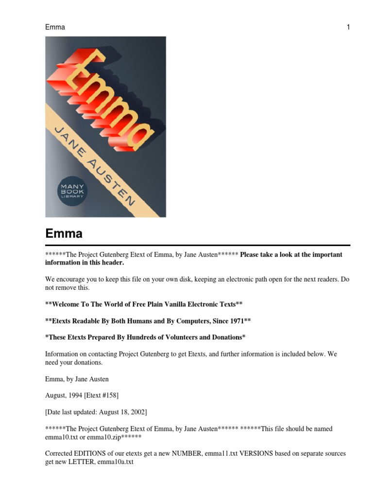 Emma | PDF | Emma (Novel) | E Text