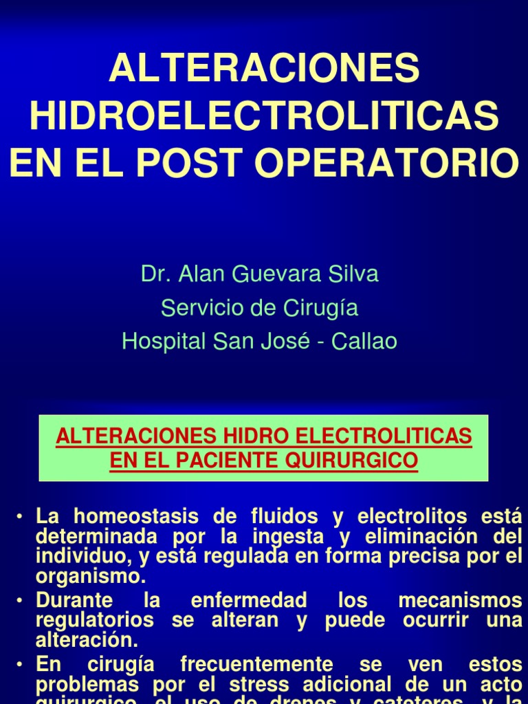 Alteraciones Hidroelectroliticas en El Post Operatorio II
