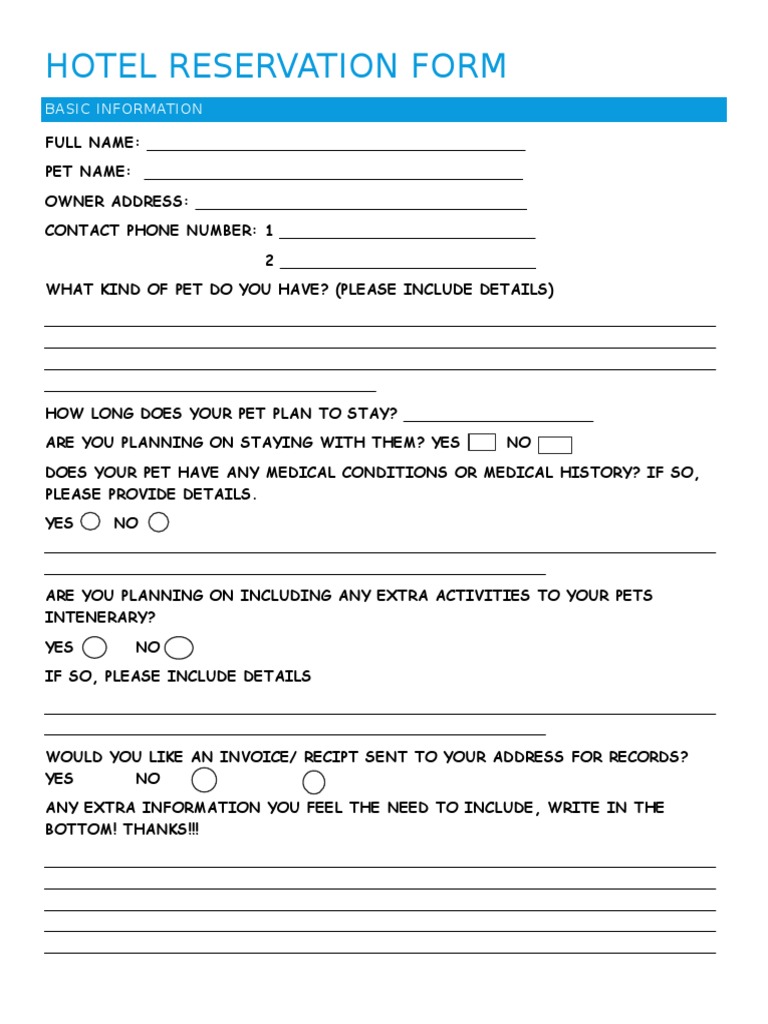 Hotel Reservation Form | PDF