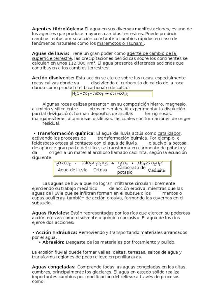 Agentes Hidrológicos y Cambios Terrestres | PDF | glaciar | Agua