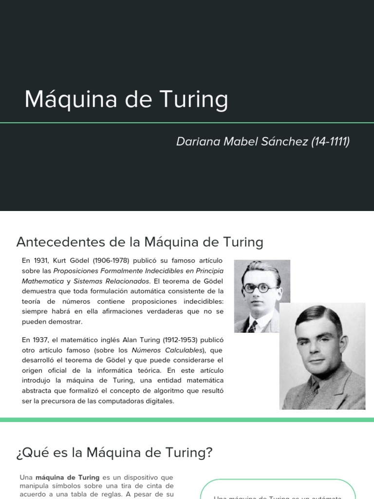 Presentación - Máquina de Turing | PDF | Alan Turing | Teoría de la ...