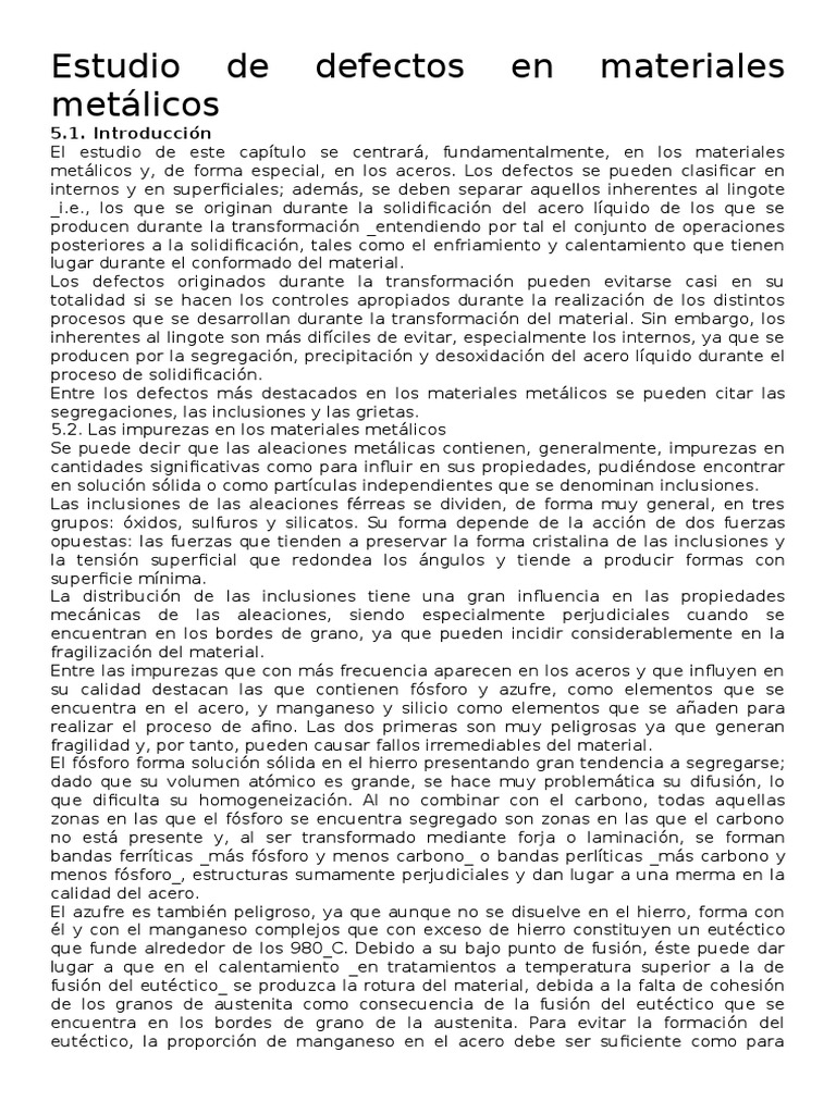 Estudio de Defectos en Materiales Metálicos | PDF | Aluminio | Acero