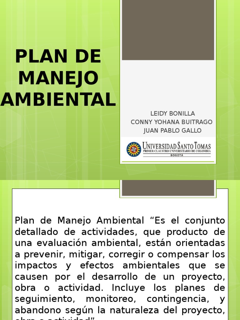 Plan de Manejo Ambiental | PDF | Degradación ambiental | Gestión de ...