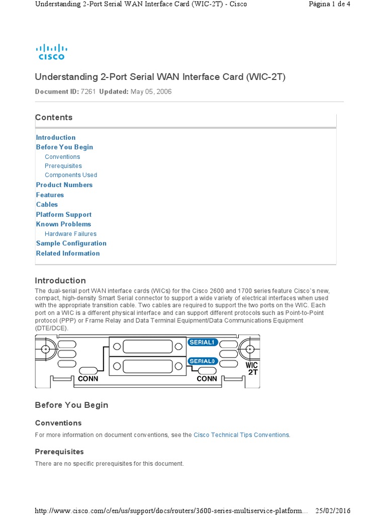 Understanding 2-Port Serial WAN Interface Card - WIC-2T | PDF ...