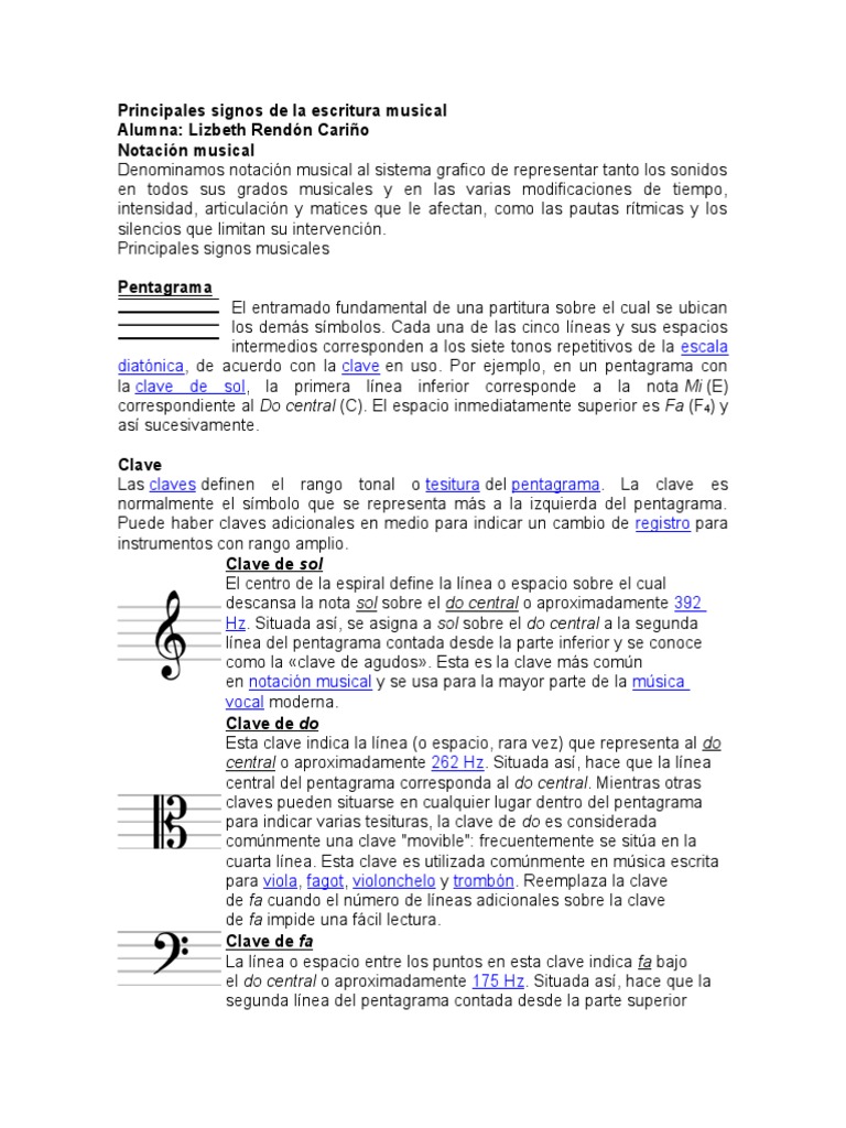 Signos y Notación Musical Esencial | PDF | Clave | Notación musical