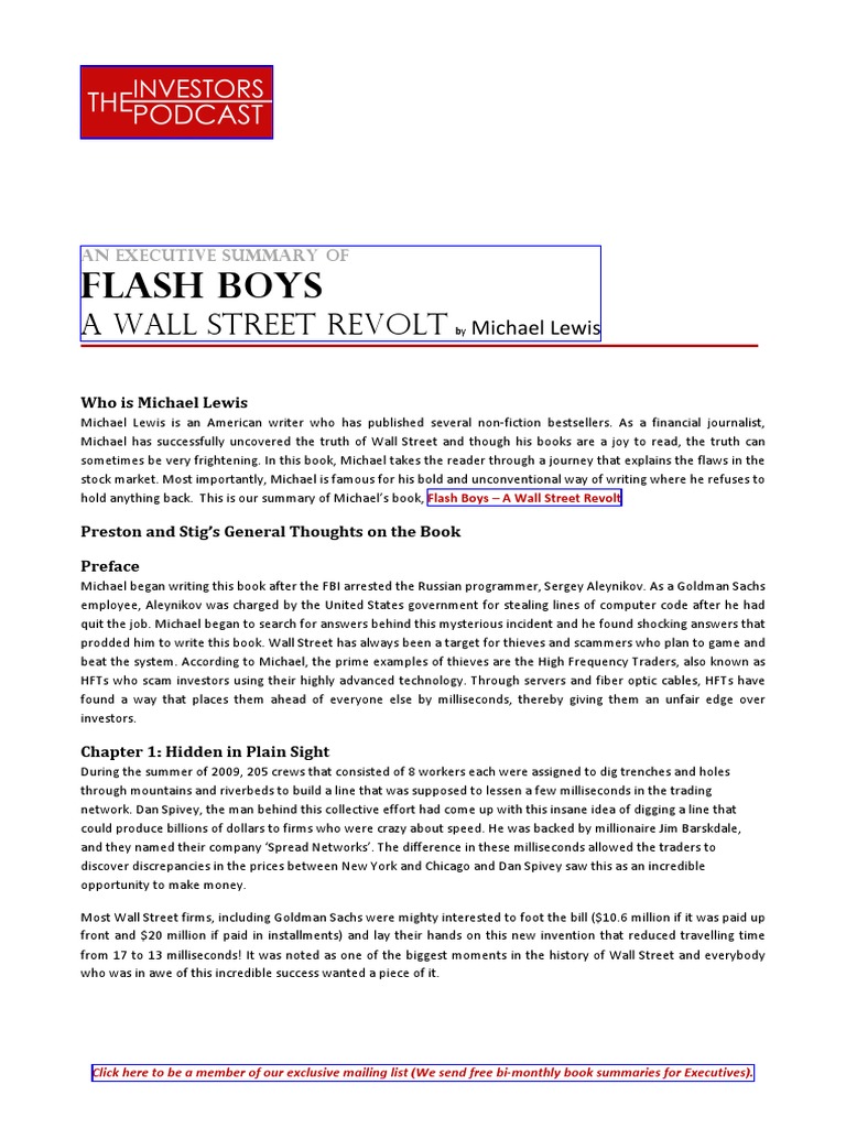 Flash Boys Pdf High Frequency Trading Flash Boys