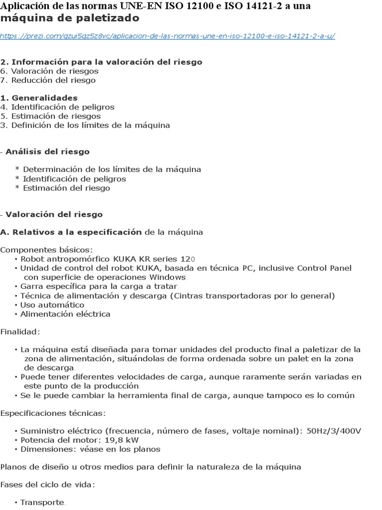 Aplicación de Las Normas UNE-En ISO 12100 e ISO 14121-2 A Una Máquina ...