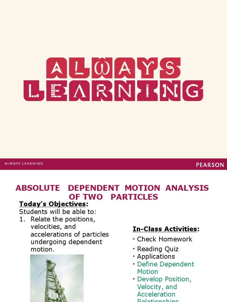 Dependent Motion | PDF | Kinematics | Acceleration