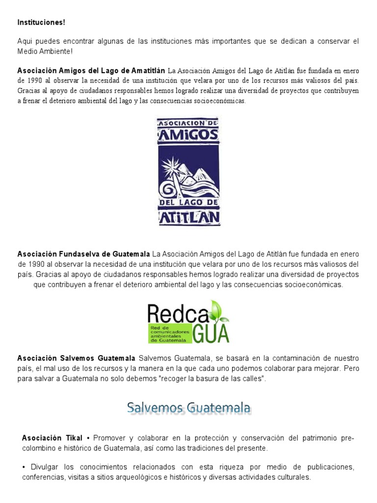 Instituciones Que Protegen El Medio Ambiente en Guatemala | PDF ...