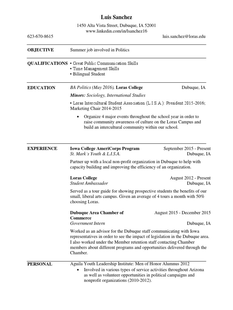 Luis Sanchez 2 Edited Resume | PDF | Social Science
