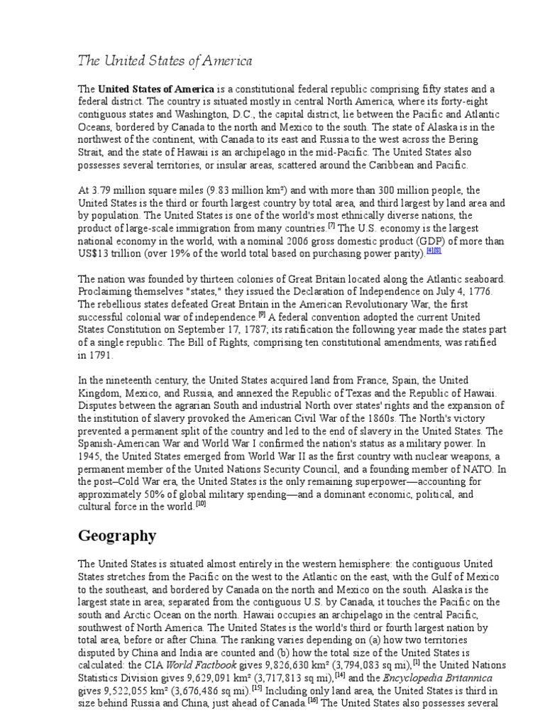 The United States of America | PDF | Race And Ethnicity In The United ...