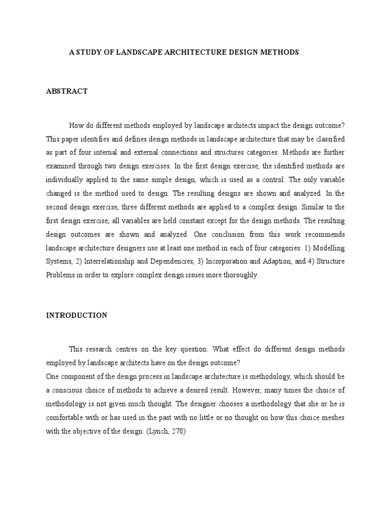 A Study of Landscape Architecture Design Methods | PDF | Design Methods | Design