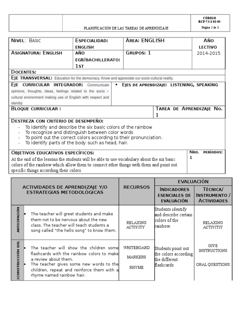 Planificacion de Clase Demostrativa | PDF | Linguistics | Cognitive Science