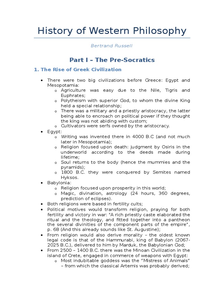 History of Western Philosophy Notes | PDF | Sparta | Plato