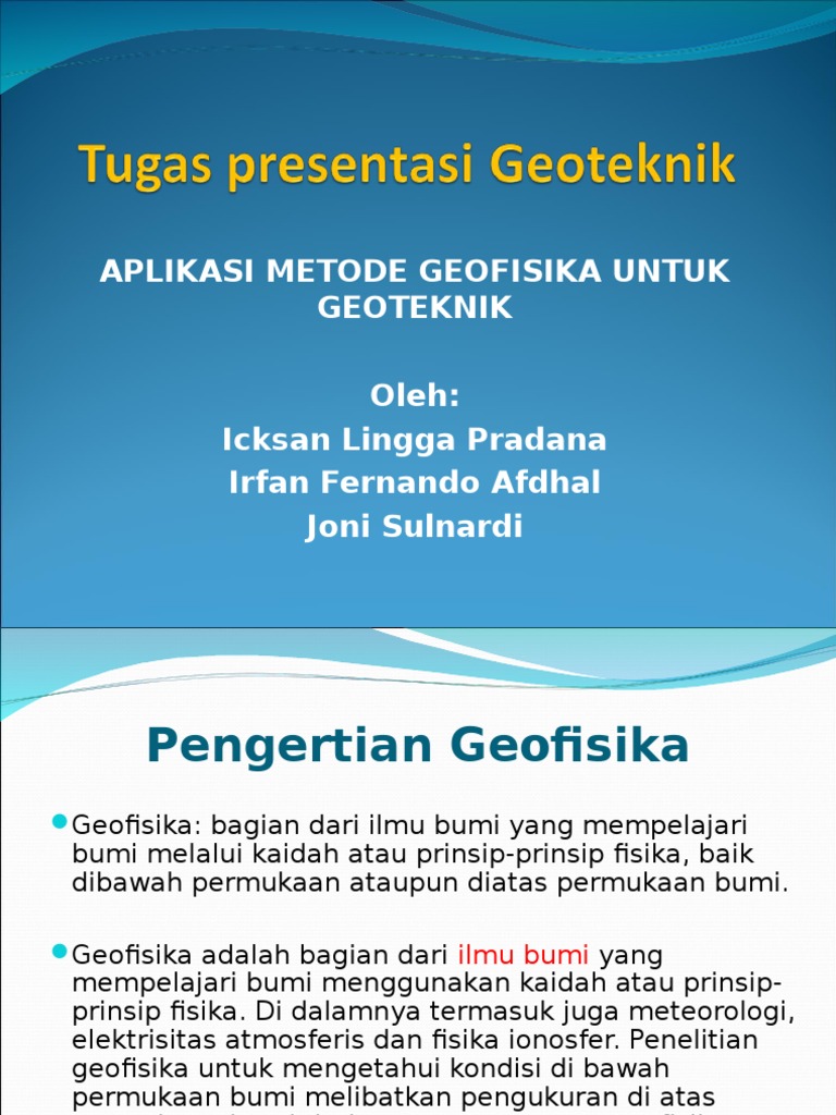 Aplikasi Metode Geofisika Untuk Geoteknik | PDF