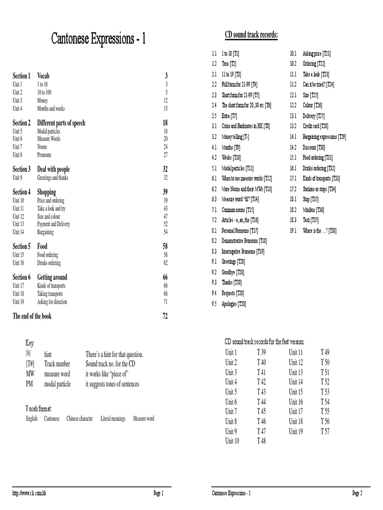Cantonese Expressions and Phrasebook | PDF | Pronoun | Plural