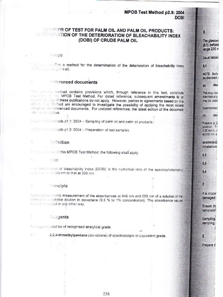 Methods Determination of Dobi of Cpo | Download Free PDF | Physical ...