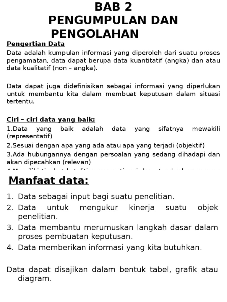 Pengumpulan Dan Pengolahan Data | PDF