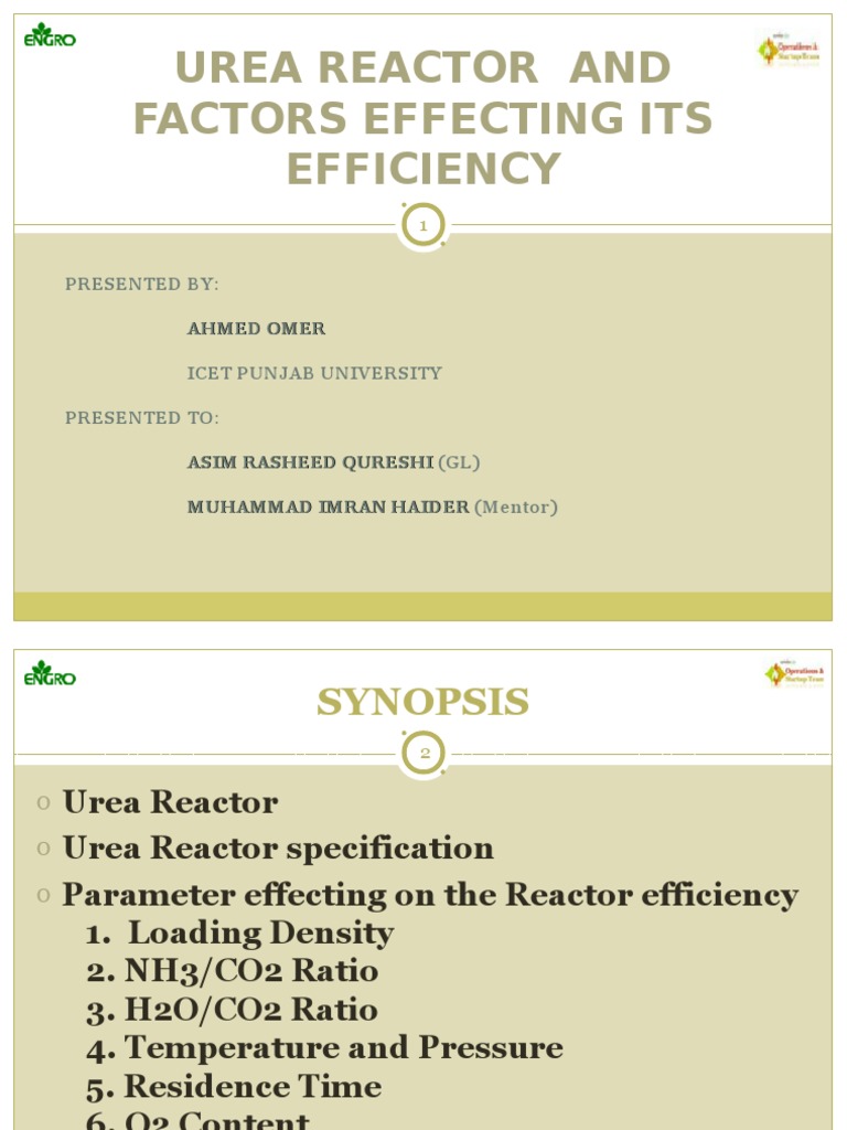 Urea 3 Reactor Efficiency and Optimum Parameters | PDF | Urea | Carbon ...